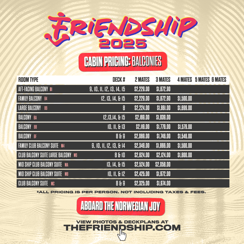 Pricing - The Friendship 2025